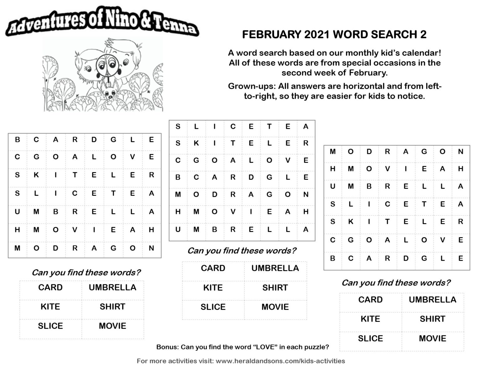 Kid’s Activities – Herald and Sons Publishing