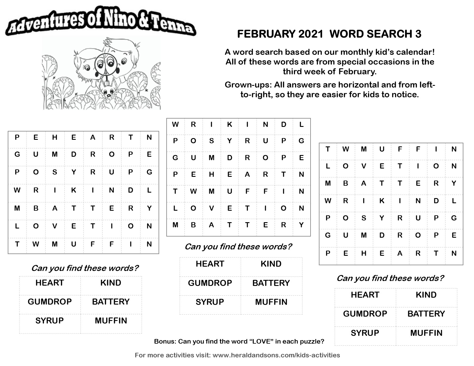 Kid’s Activities – Herald and Sons Publishing