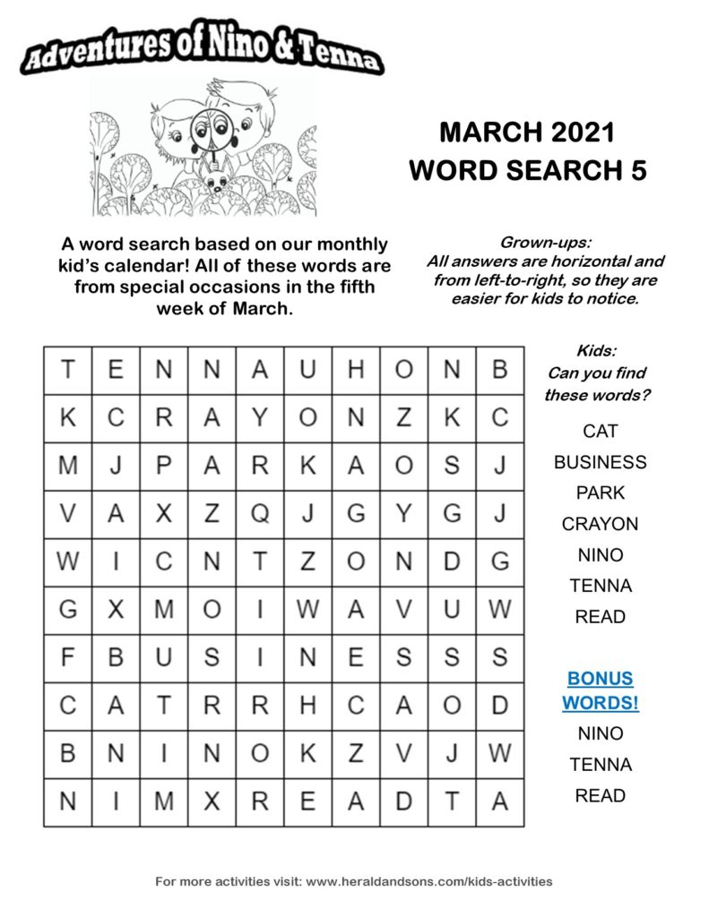 Kid’s Activities – Herald and Sons Publishing