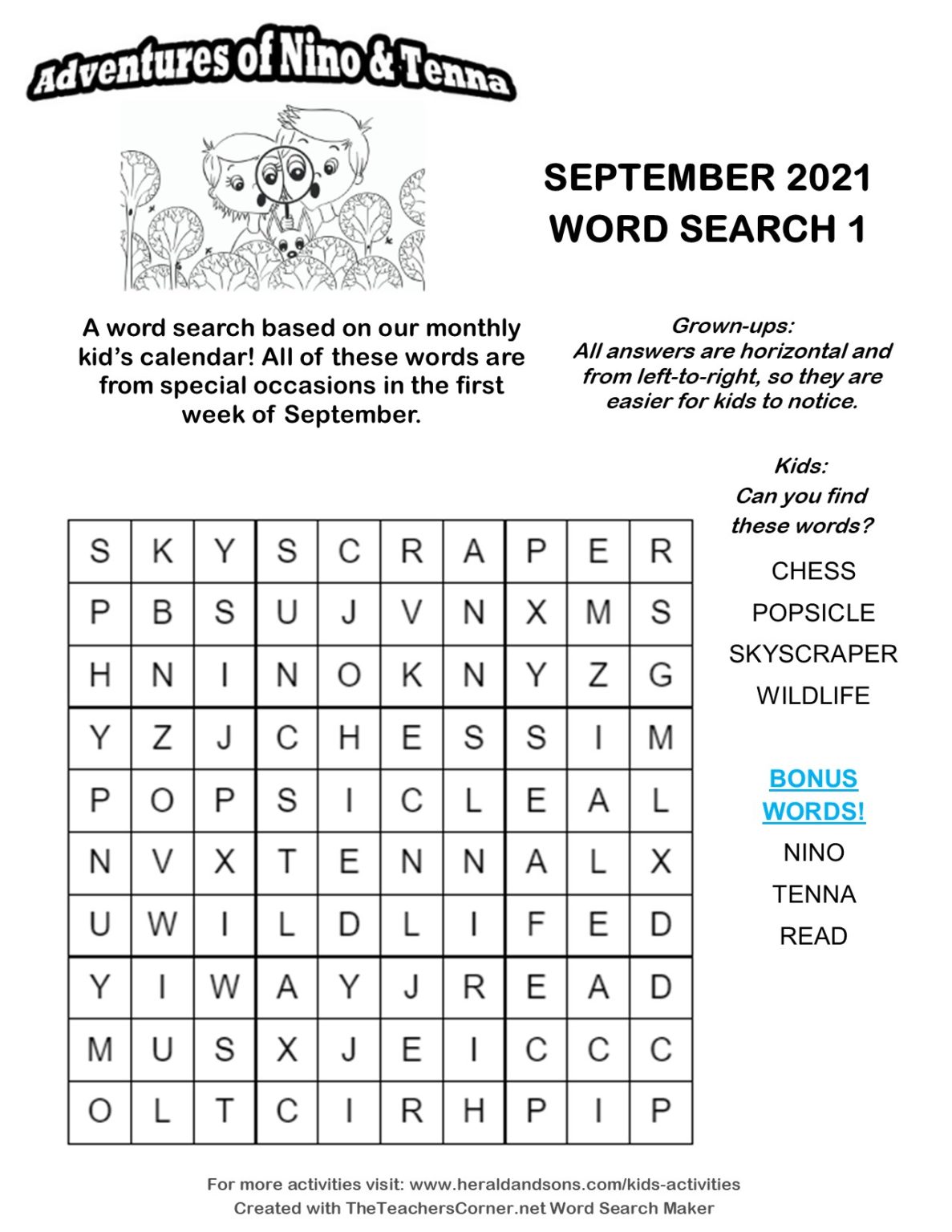 Kid’s Activities – Herald and Sons Publishing